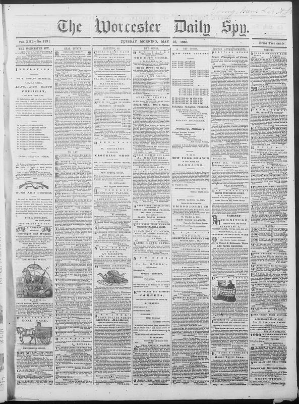 Worcester Daily Spy. May 25, 1858 - Digital Commonwealth