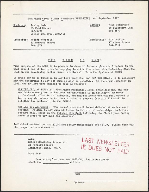 LCRC September 1967 Newsletter - Digital Commonwealth