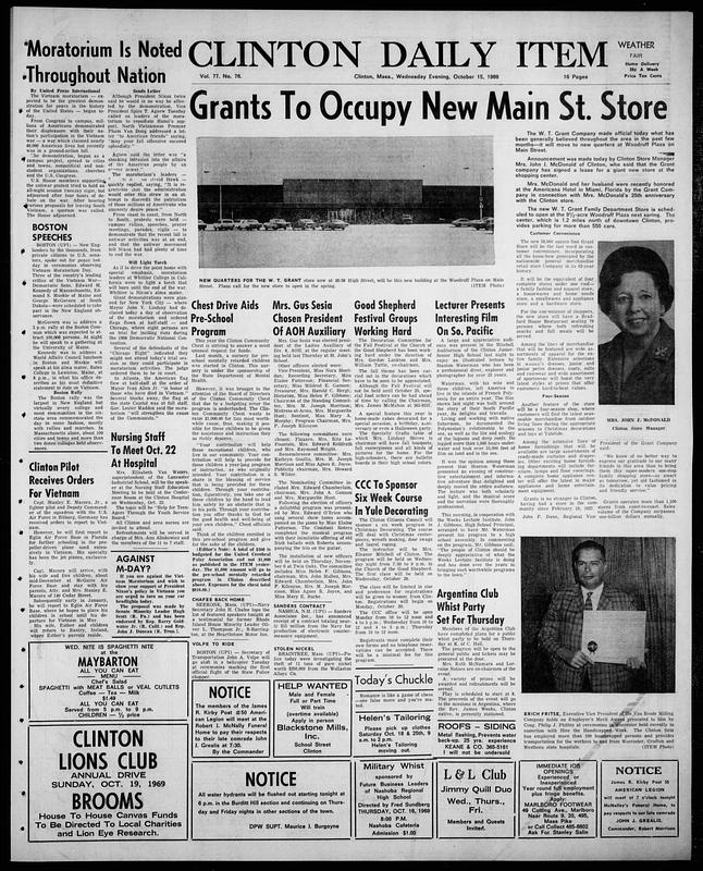 Clinton Daily Item. October 15, 1969 - Digital Commonwealth