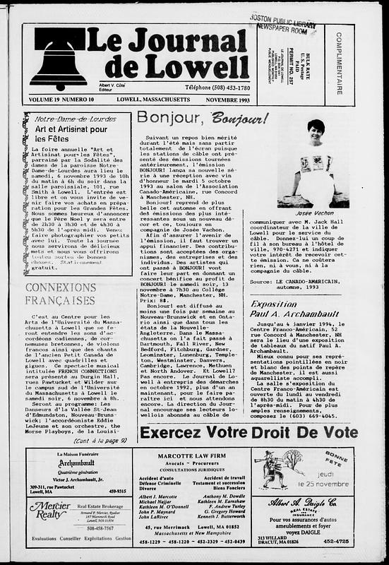 Le Journal de Lowell. November 01, 1993 - Digital Commonwealth