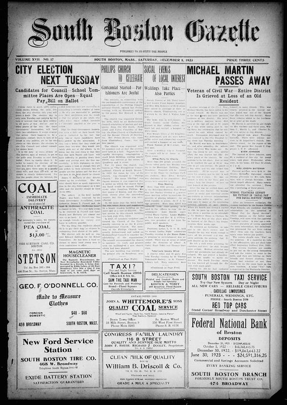South Boston Gazette. December 08, 1923 - Digital Commonwealth