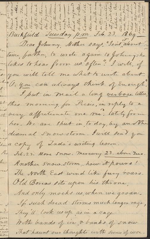Letter from Zadoc Long to John D. Long, February 23, 1869 - Digital ...