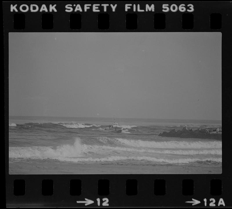 Coast Guard 44 footer in surf - Digital Commonwealth