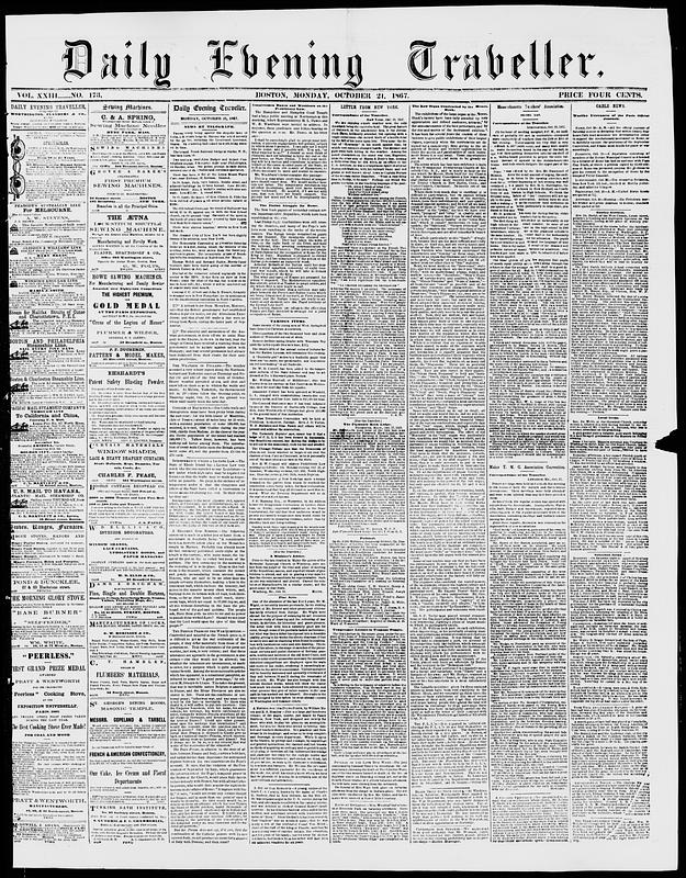 Daily Evening Traveller. October 21, 1867 - Digital Commonwealth
