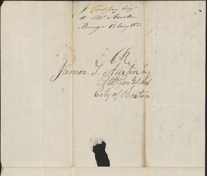 John Godfrey to James T. Austin, 12 August 1833 - Digital Commonwealth