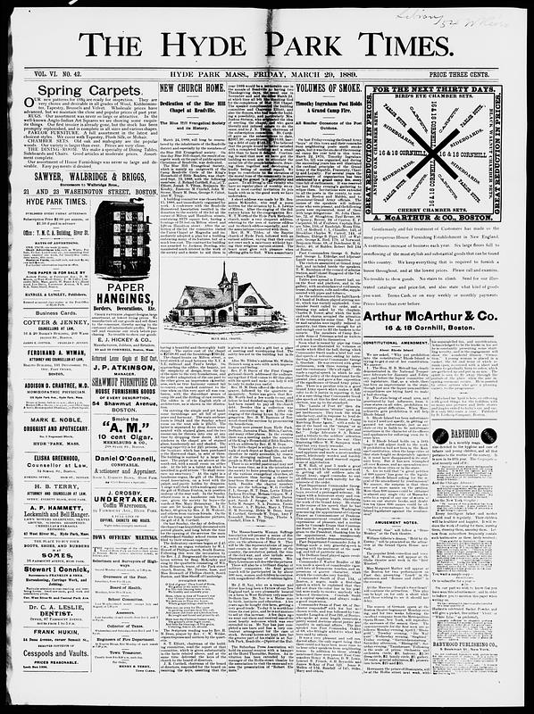 The Hyde Park Times. March 29, 1889 - Digital Commonwealth