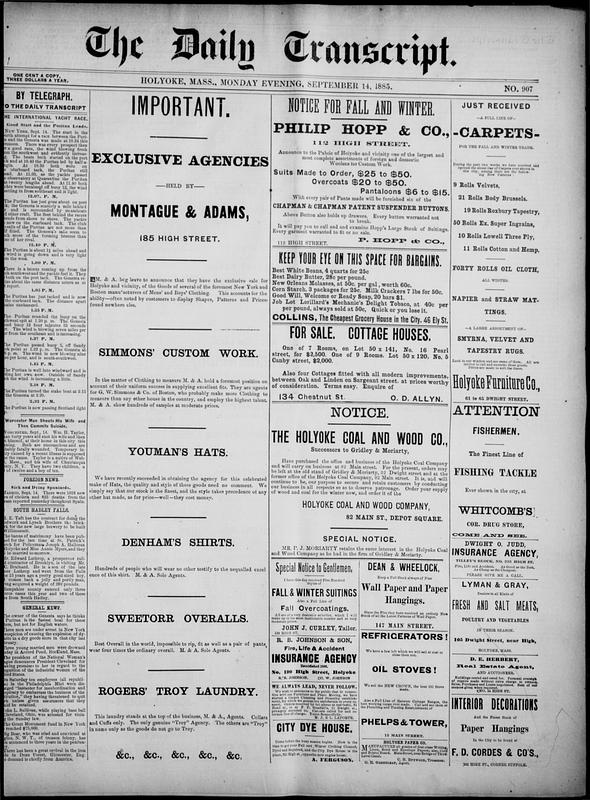 The Daily Transcript. September 14, 1885 - Digital Commonwealth