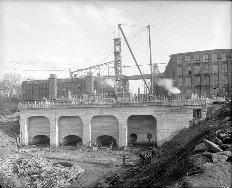 Power Plant - Tailrace and arches with forms removed - Digital Commonwealth