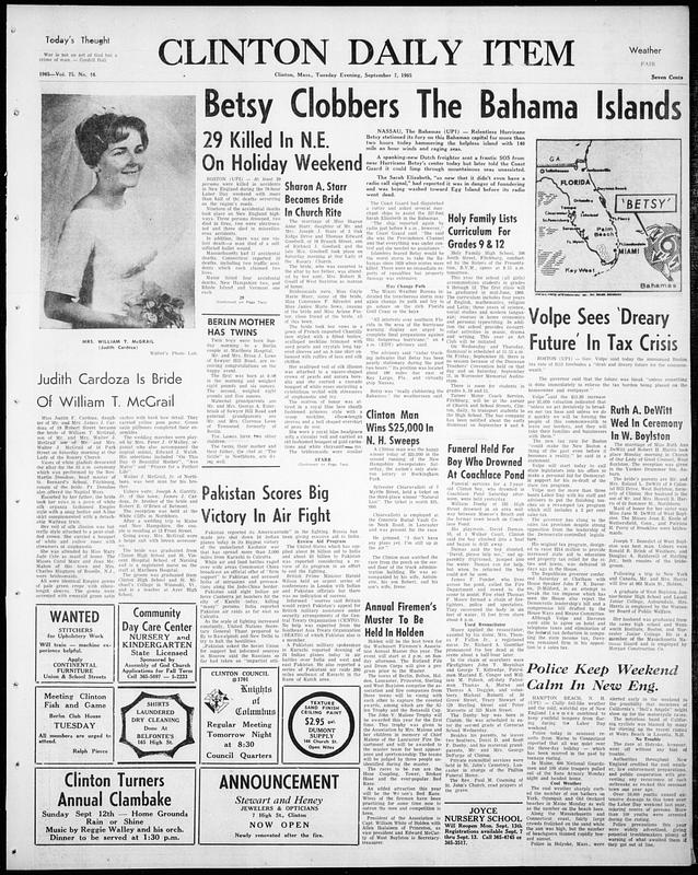 Clinton Daily Item. September 07, 1965 - Digital Commonwealth