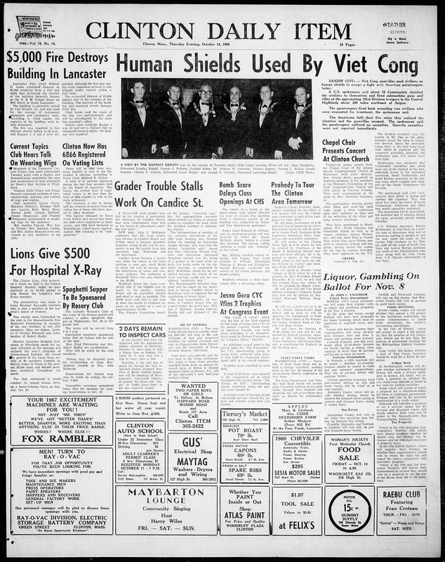 Clinton Daily Item. October 13, 1966 - Digital Commonwealth