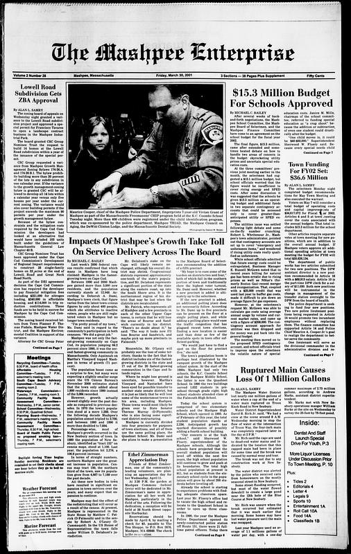 The Mashpee Enterprise. March 30, 2001 - Digital Commonwealth