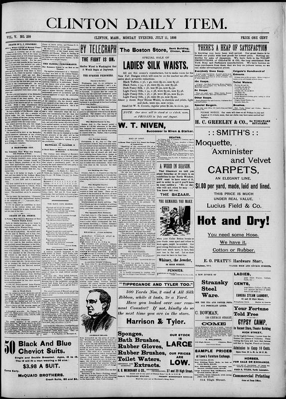 Clinton Daily Item. July 11, 1898 - Digital Commonwealth