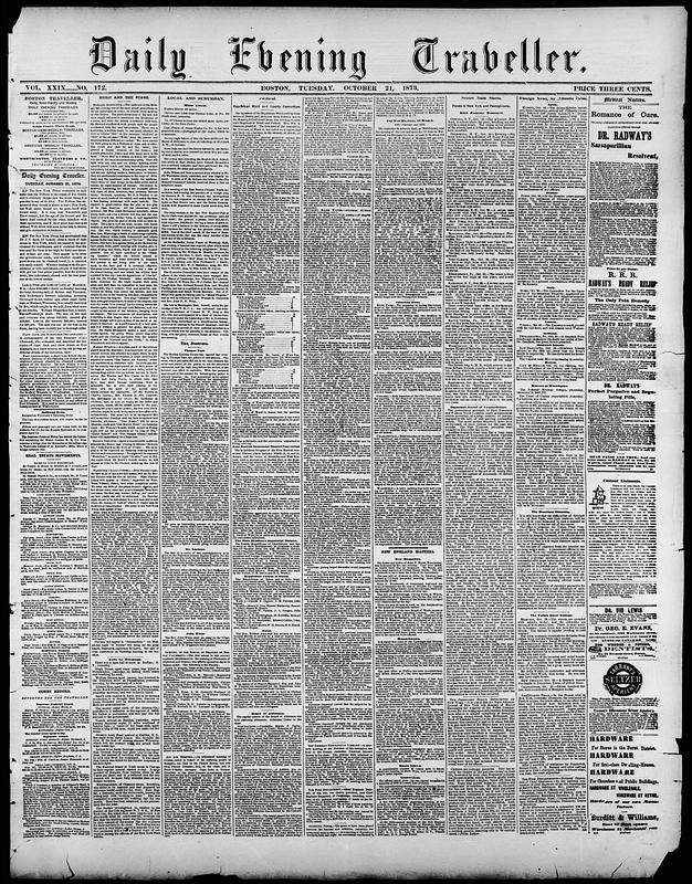 Daily Evening Traveller. October 21, 1873 - Digital Commonwealth