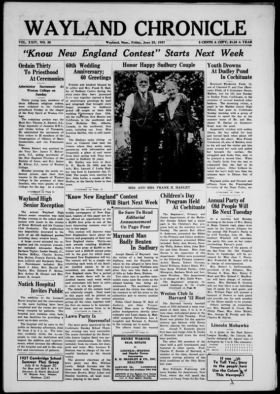 The Wayland Chronicle. May 28, 1937 - Digital Commonwealth