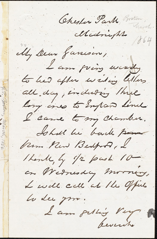 Letter from George Thompson, [Boston, Mass.], to William Lloyd Garrison ...