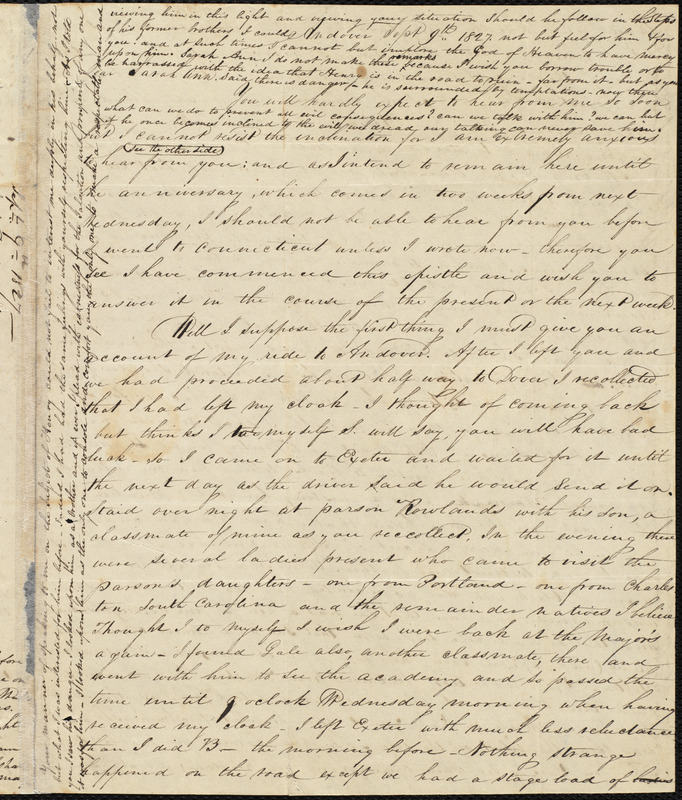Letter from Amos Augustus Phelps, [Andover, Mass.], to Sarah Ann ...