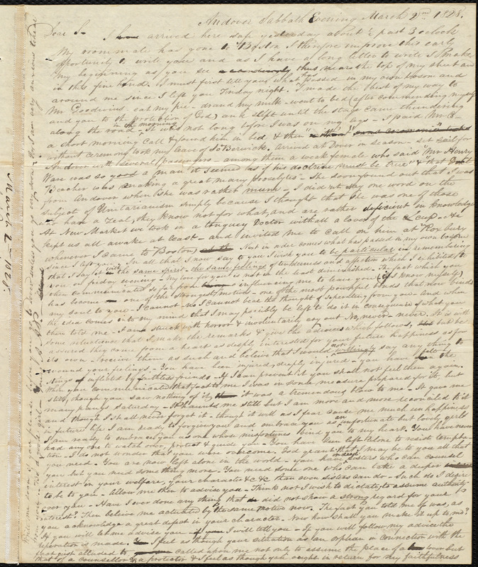 Letter from Amos Augustus Phelps, Andover, [Mass.], to Sarah Ann ...