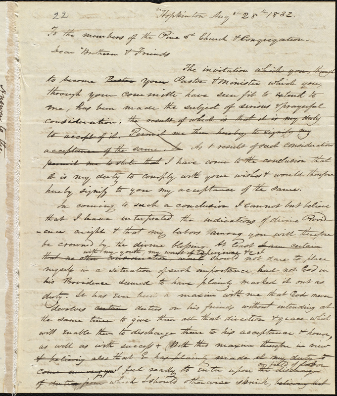 Letter from Amos Augustus Phelps, Hopkinton, August 28th 1832 - Digital Commonwealth