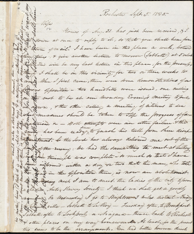 Letter from Amos Augustus Phelps, Rochester (N.Y.), to Charlotte Phelps ...