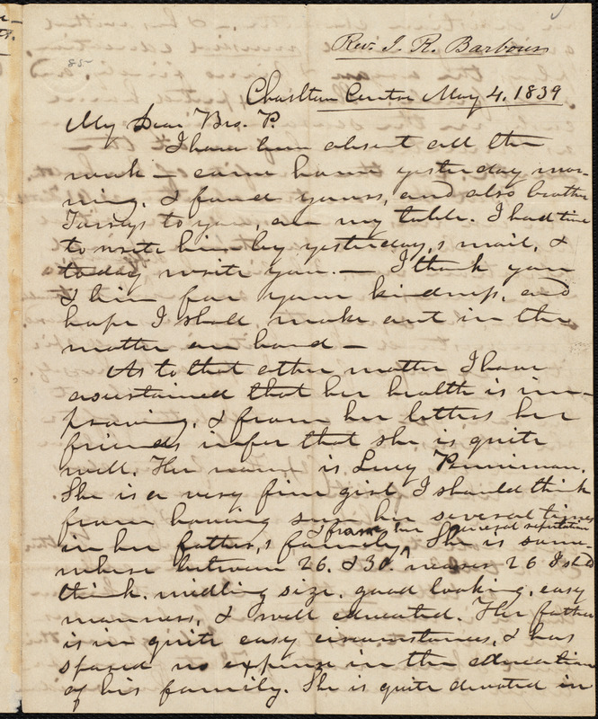 Letter from Isaac Richmond Barbour, Charlton, to Amos Augustus Phelps ...