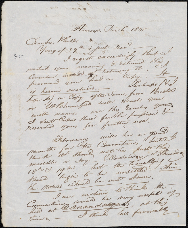 Letter from William Goodell, Honeoye, to Amos Augustus Phelps, Dec 6. 1845 - Digital Commonwealth