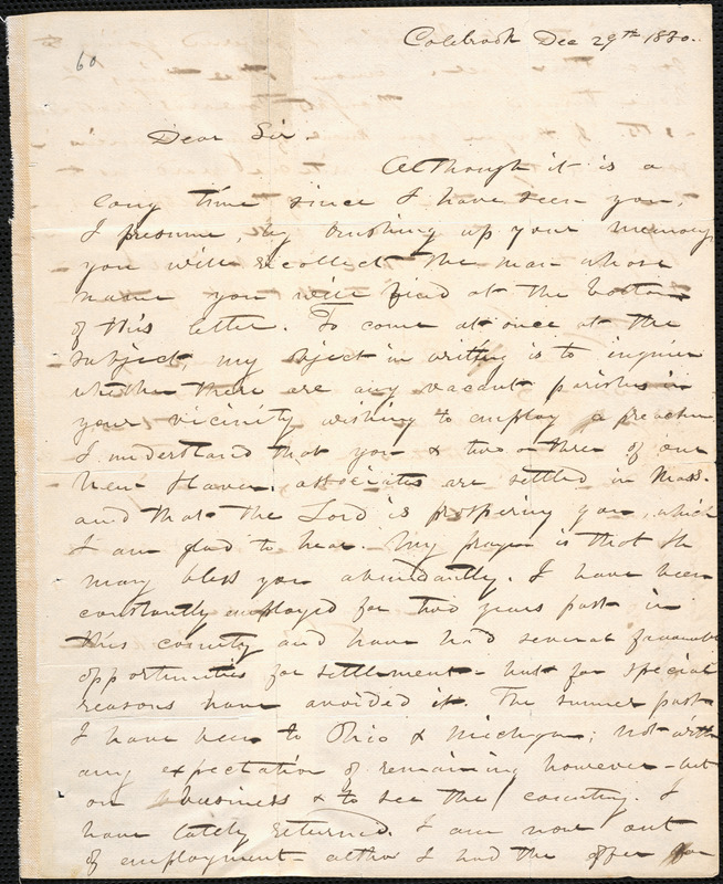 Letter from Samuel Rockwell, Colebrook, to Amos Augustus Phelps, Dec 29th 1830 - Digital ...