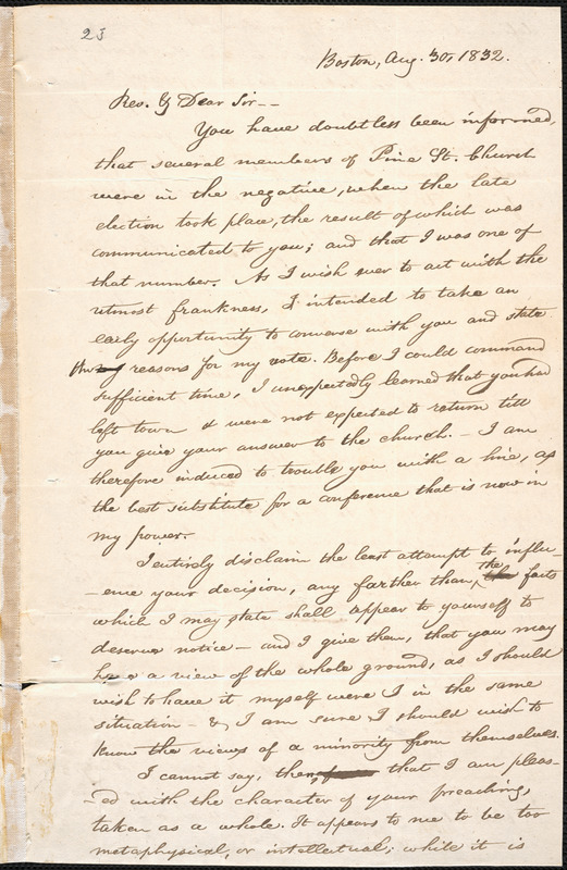 Letter from Asa Rand, Boston, to Amos Augustus Phelps, Aug. 20, 1832 - Digital Commonwealth