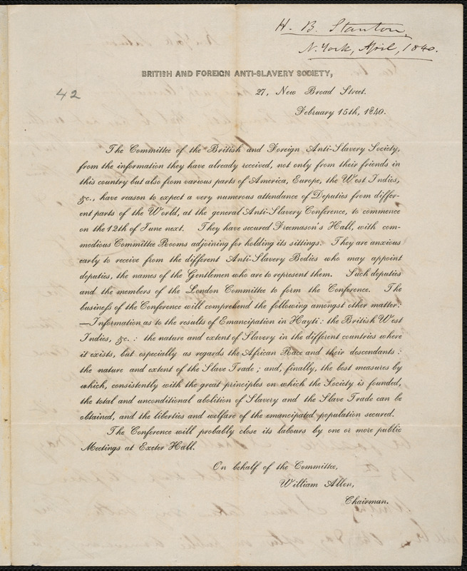 Letter from Henry Brewster Stanton, New York, to Amos Augustus Phelps, [April 1840] - Digital ...