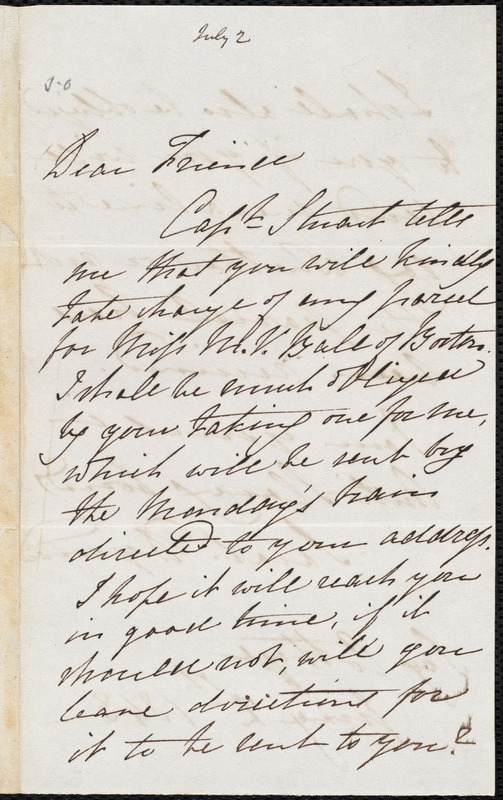 Letter from Sarah Dymond, Taunton, to Amos Augustus Phelps, July 2nd ...