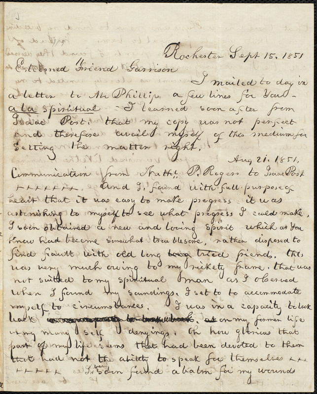 Letter from William Cooper Nell, Rochester, [N.Y.], to William Lloyd ...