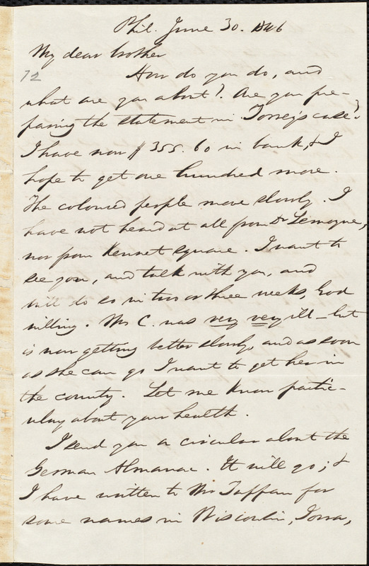 Letter from Charles Dexter Cleveland, Phil., to Amos Augustus Phelps, June 30. 1846 - Digital ...