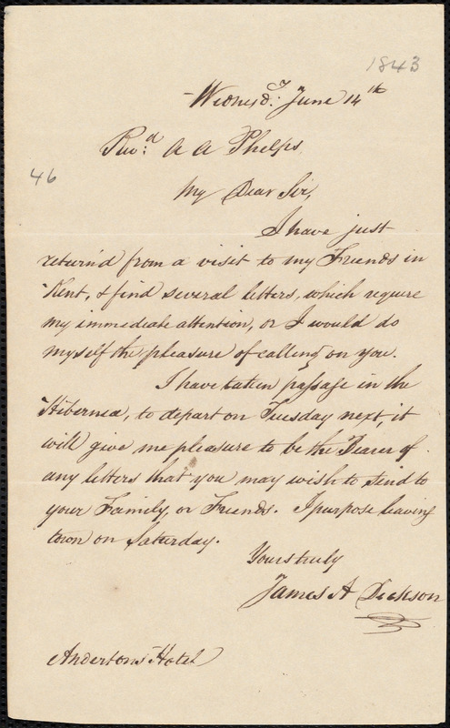 Letter from James A. Dickson, [London], to Amos Augustus Phelps, June 14, [1843] - Digital ...
