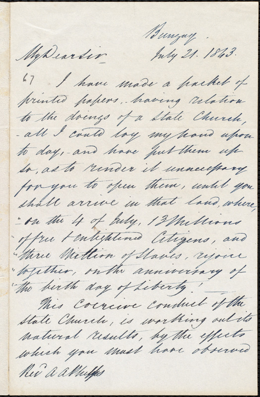 Letter from John Childs, Bungay, to Amos Augustus Phelps, July 21, 1843 - Digital Commonwealth
