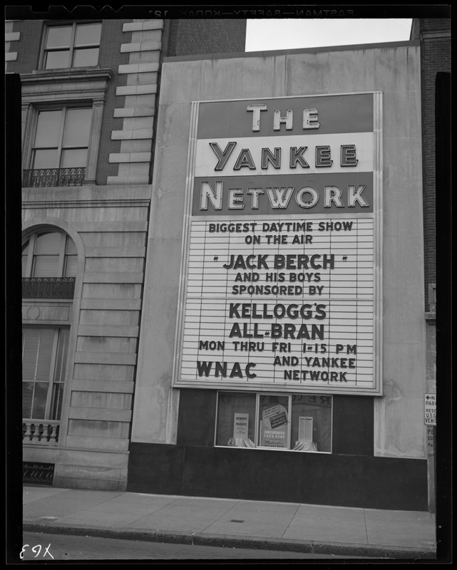 Yankee Network letter board advertising Jack Berch and His Boys on WNAC ...