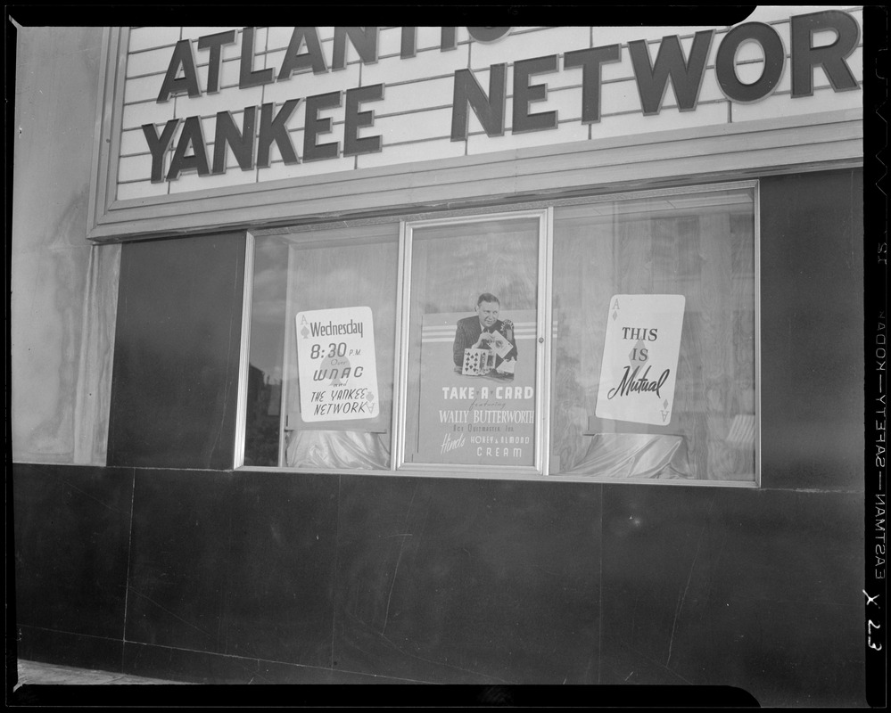 Yankee Network window display for Take a Card on WNAC sponsored by Hind ...