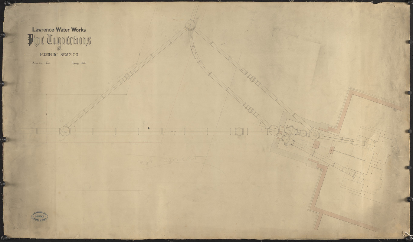 Lawrence Water Works, pipe connections at pumping station - Digital ...