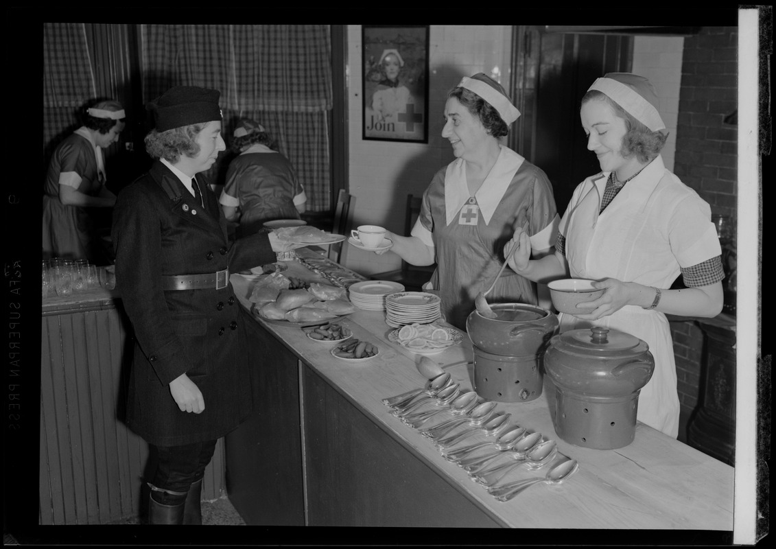 Red Cross workers serving a meal - Digital Commonwealth