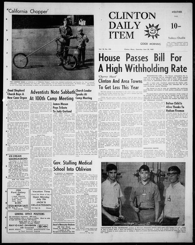 Clinton Daily Item. June 28, 1969 - Digital Commonwealth
