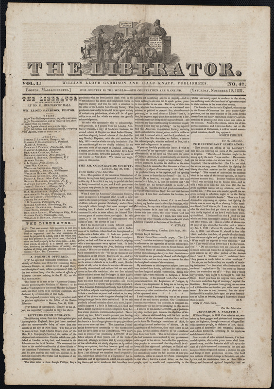 The Liberator. November 19, 1831 - Digital Commonwealth