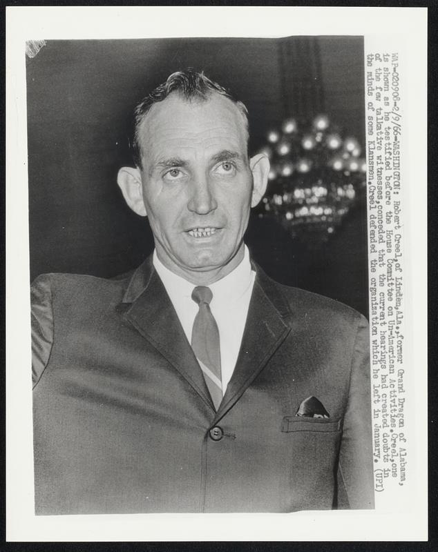 Robert Creel, of Linden, Ala., former Grand Dragon of Alabama, is shown ...