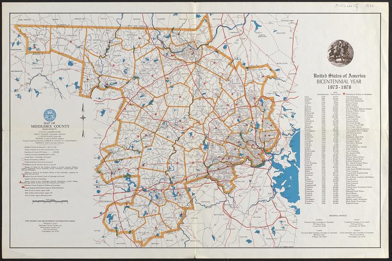 Map of Middlesex County Massachusetts, 1975 - Digital Commonwealth