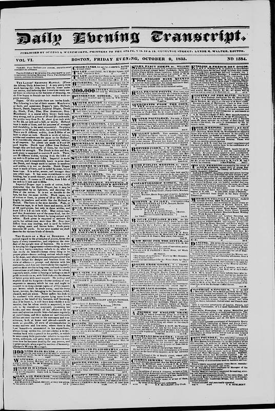 Daily Evening Transcript. October 09, 1835 - Digital Commonwealth