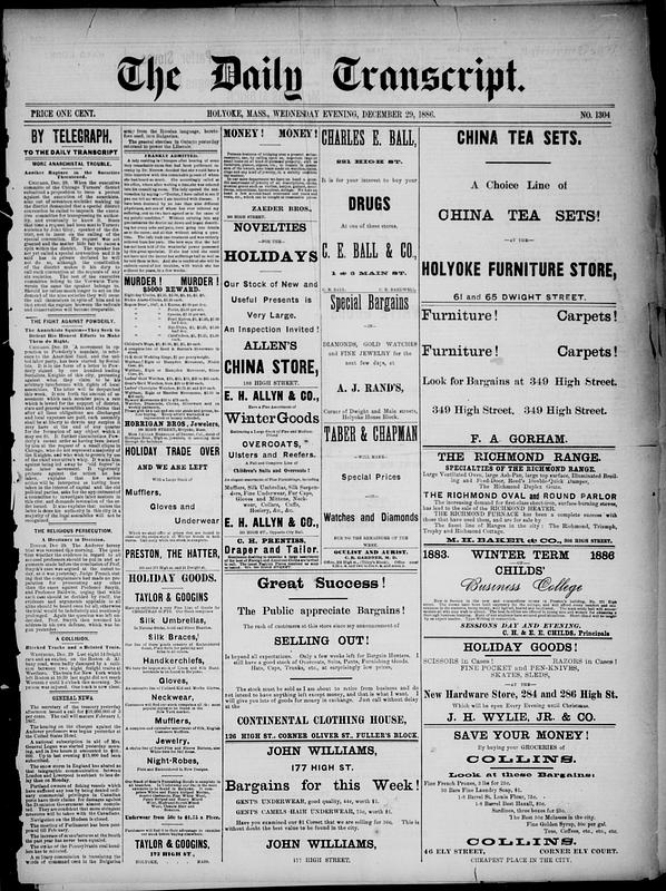 The Daily Transcript. December 29, 1886 - Digital Commonwealth