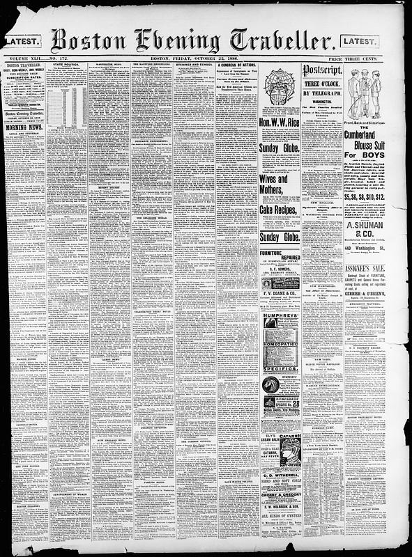 Boston Evening Traveller. October 22, 1886 - Digital Commonwealth