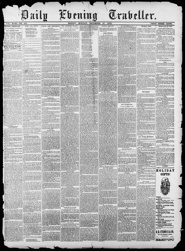 Daily Evening Traveller. December 27, 1875 - Digital Commonwealth