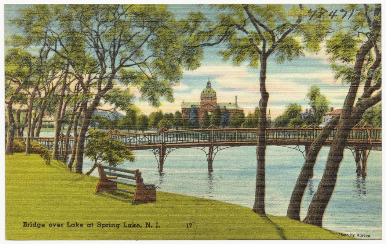 Bridge over lake at Spring Lake, N. J. - Digital Commonwealth
