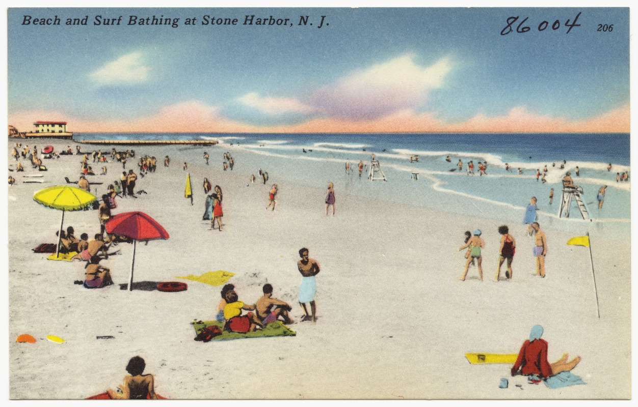 Beach and surf bathing at Stone Harbor, N. J. - Digital Commonwealth