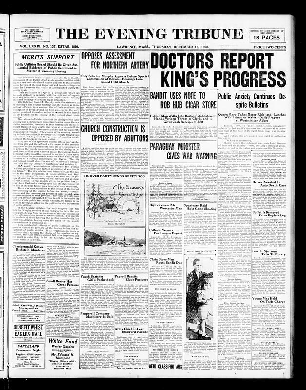 The Evening Tribune. December 13, 1928 - Digital Commonwealth