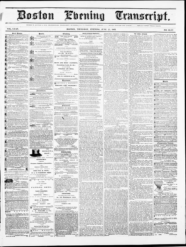 Boston Evening Transcript. June 25, 1863 - Digital Commonwealth