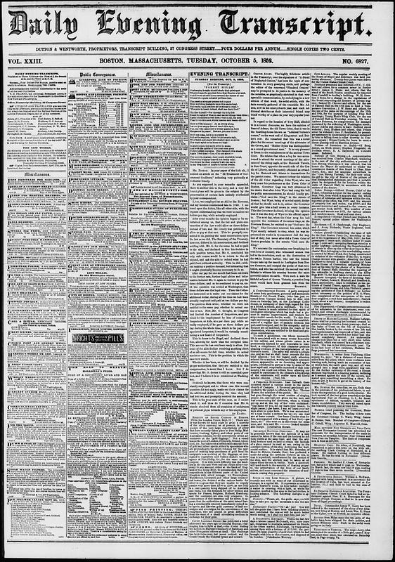 Daily Evening Transcript. October 05, 1852 - Digital Commonwealth